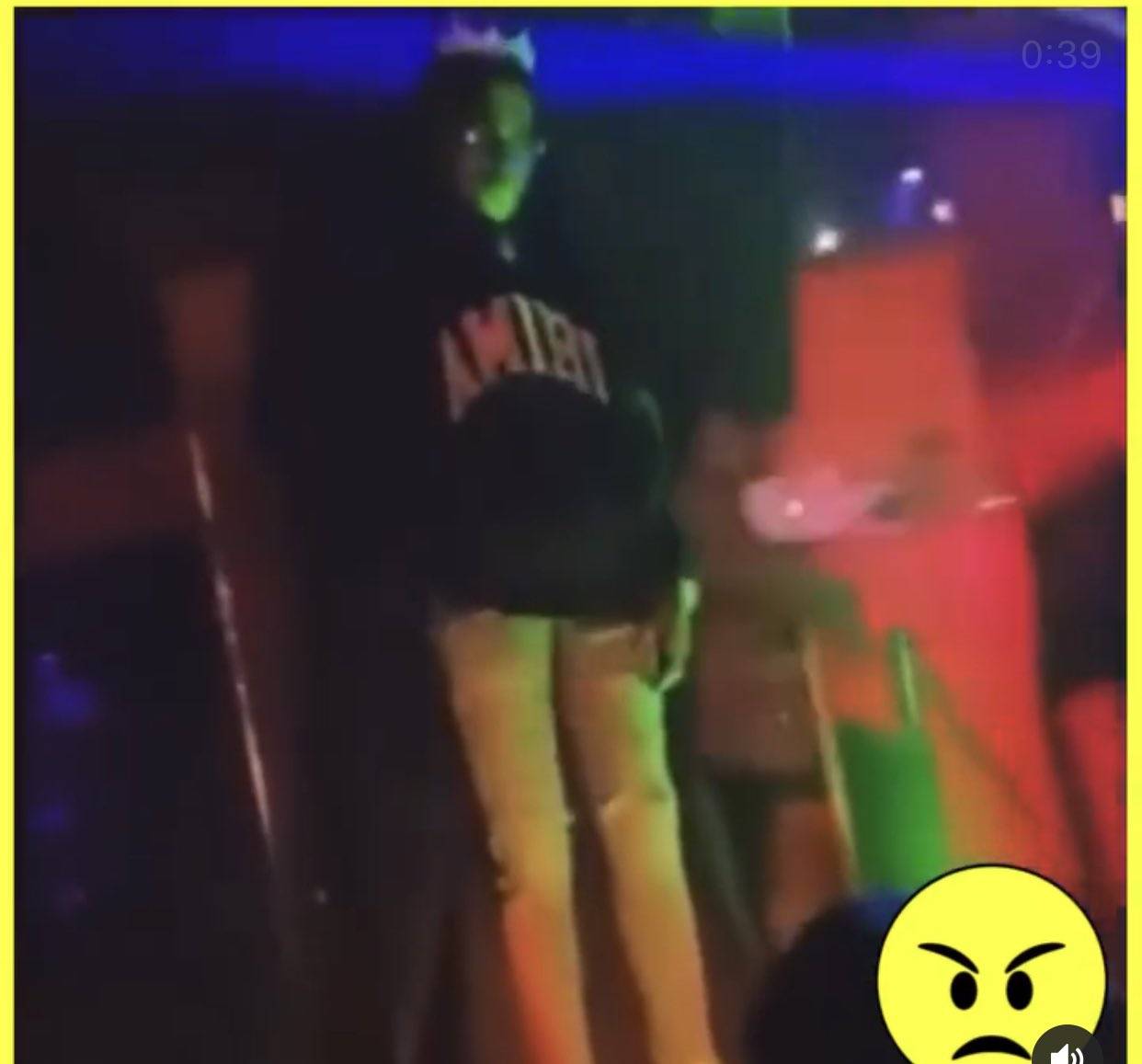Rapper dmv’s corpse propped up at a night club.